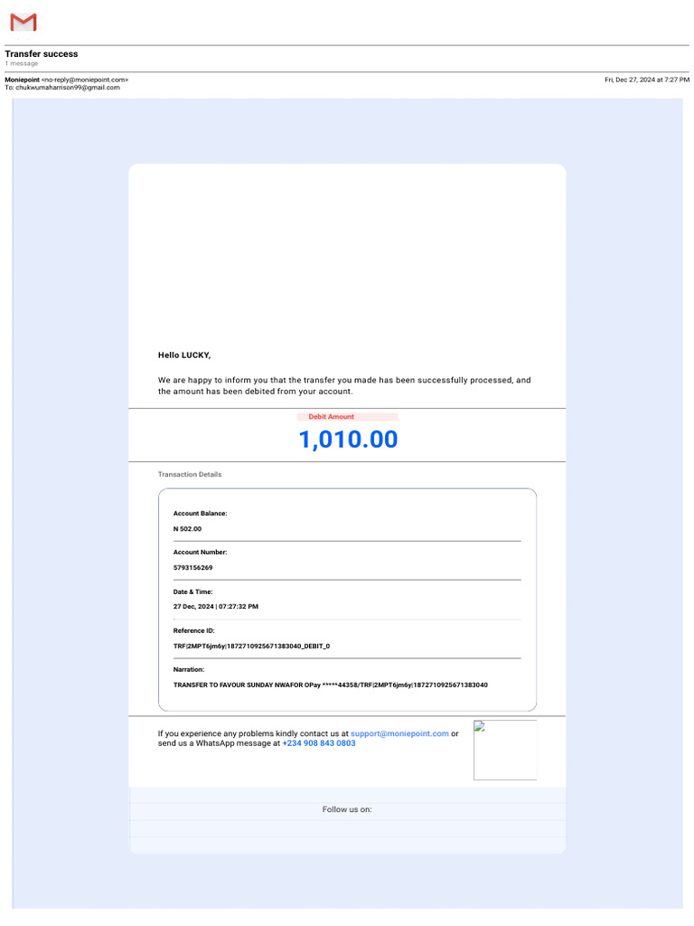 Gmail - Transfer Success 27 | PDF