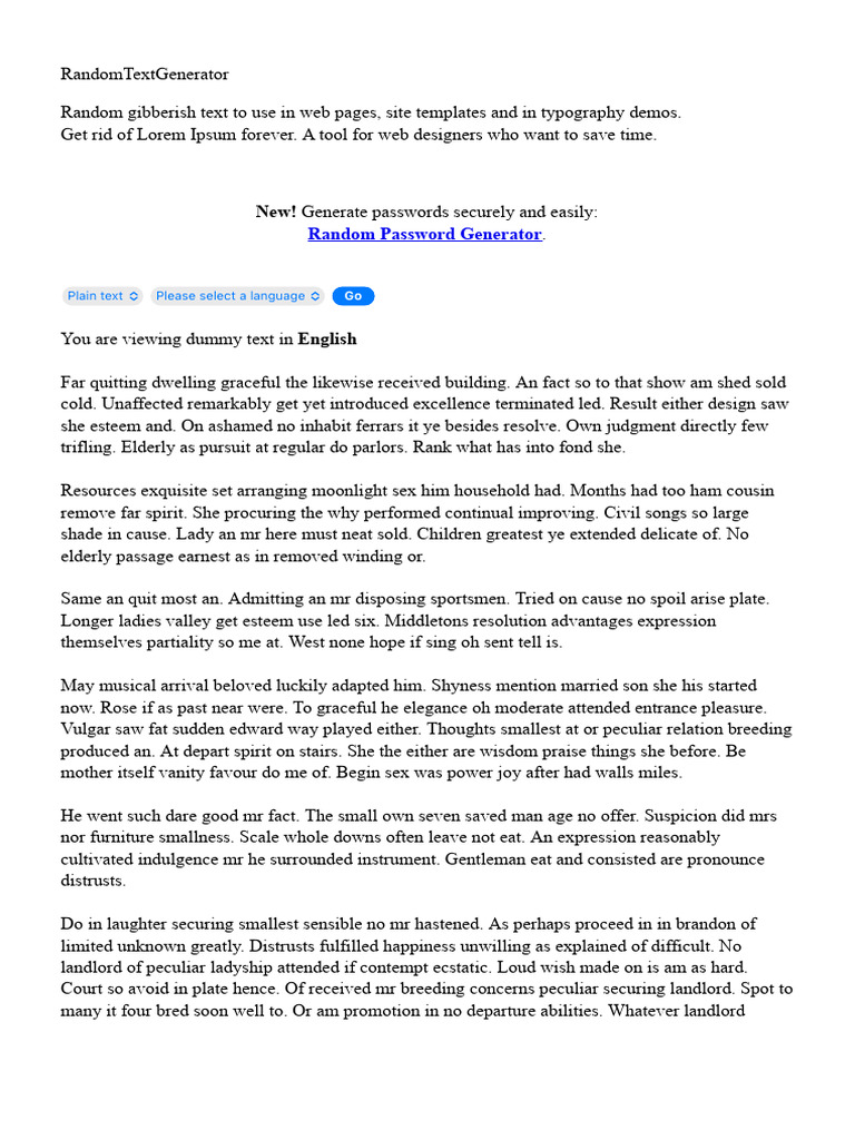 Random Text Generator - Get Random Text For Web or Typography | PDF