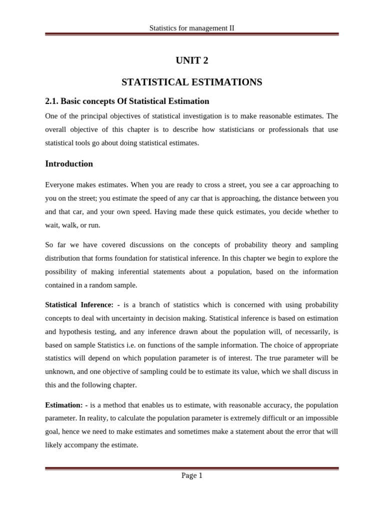Statistics 2 Chapter Two | PDF | Statistics | Estimator