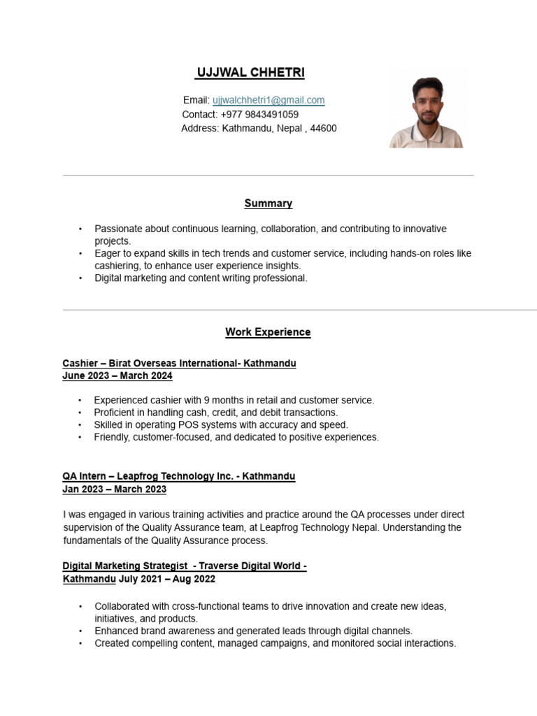 Ujjwal_CV | PDF | Digital Marketing | Human Communication