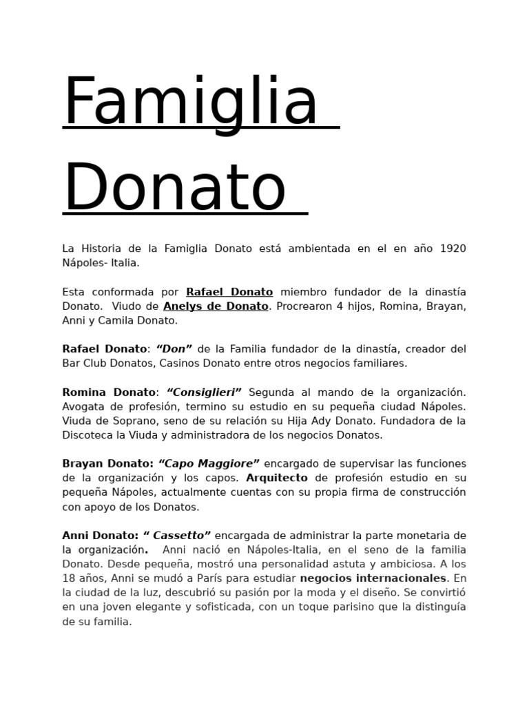 Historia de la Dinastía Donato 1920 | PDF