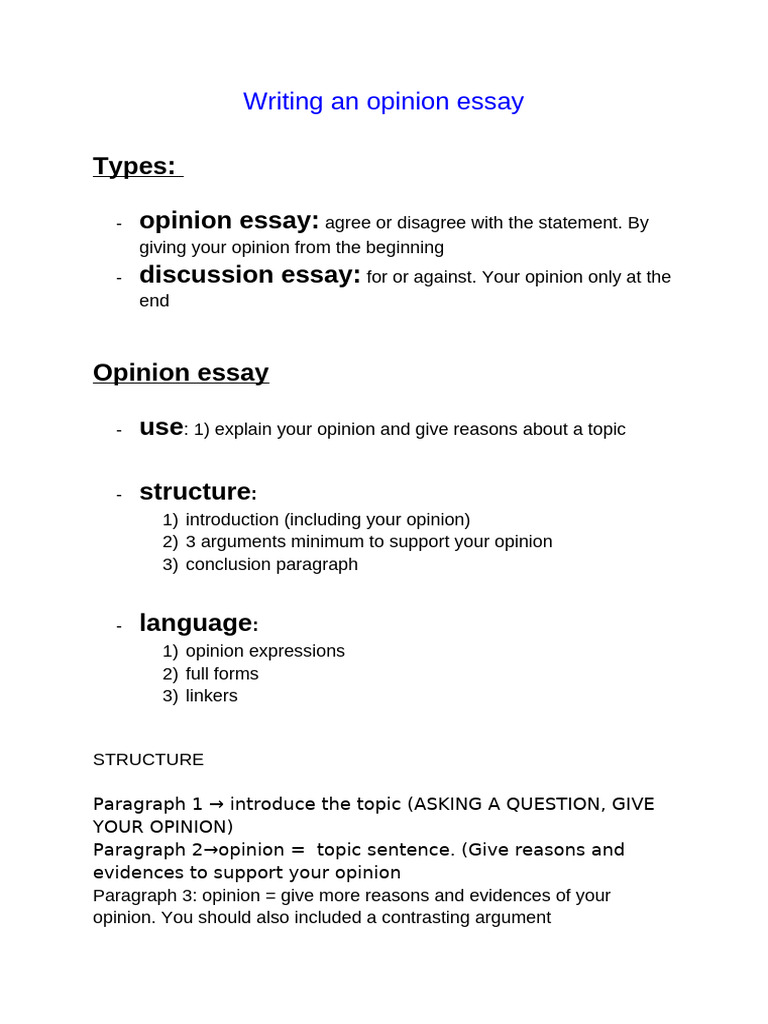 Writing an opinion essay | PDF