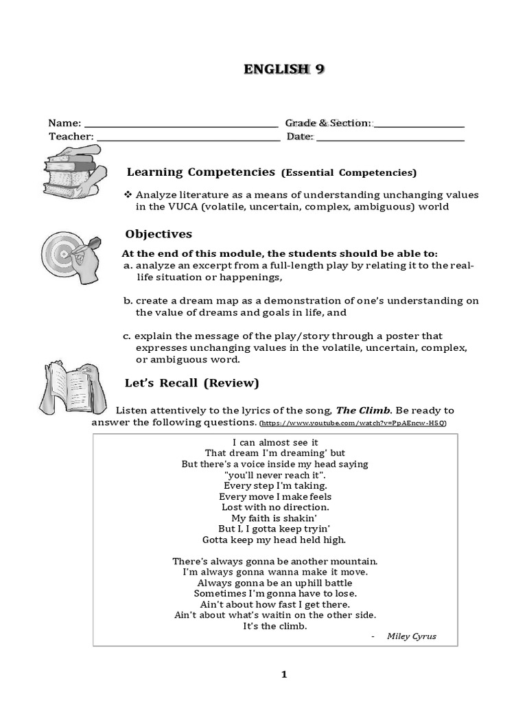 G9-Q3-ACTIVITY-1 | PDF | Dream