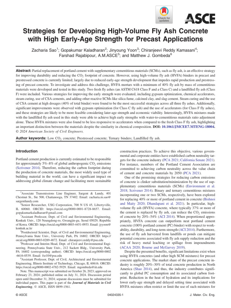 Sao Et Al 2024 Strategies for Developing High Volume Fly Ash Concrete ...