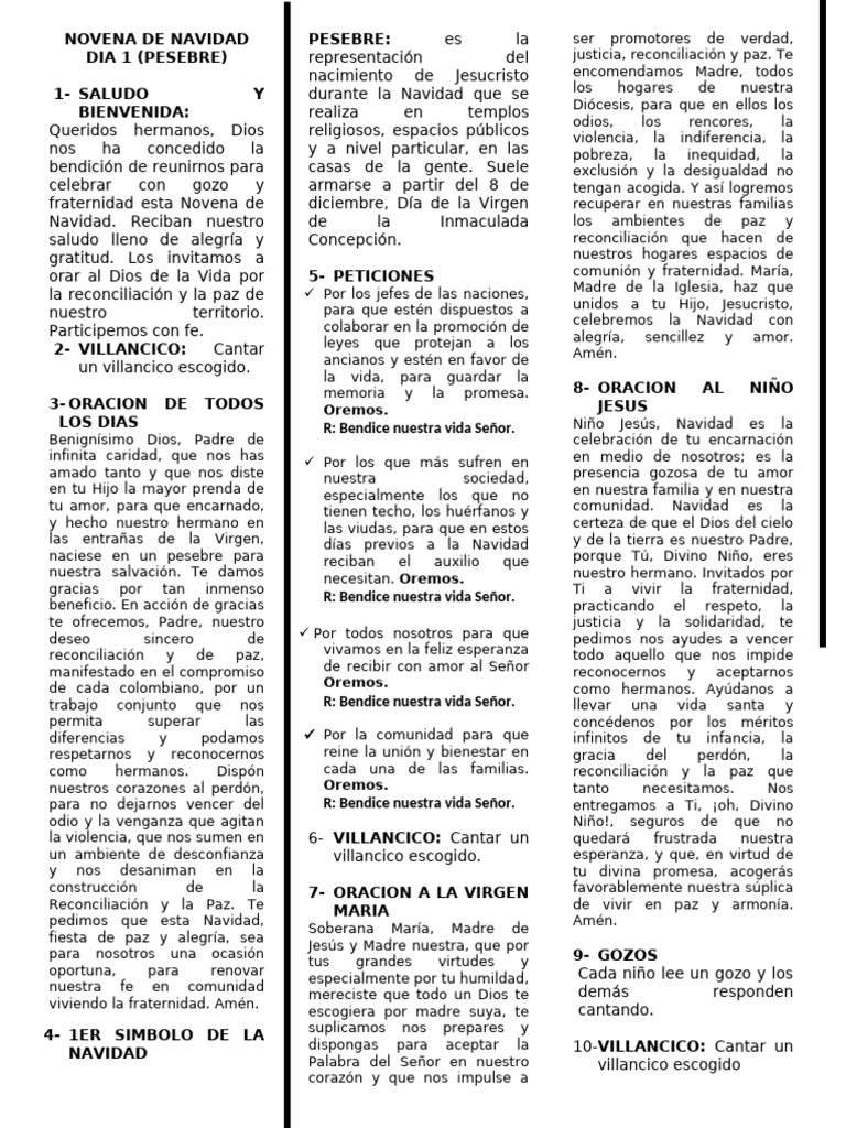 Novena de Navidad: Día 1 - Pesebre | PDF | Navidad | María, madre de Jesús