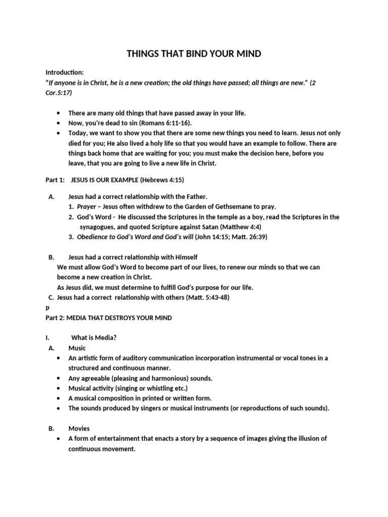 Things That Bind Your Mind | PDF | Telecommunications | Jesus