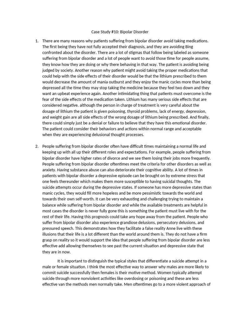 Abnormal - Case Study 10 Bipolar Disorder | PDF | Bipolar Disorder ...