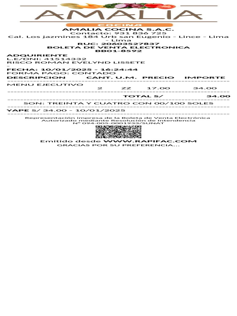 Boleta Electronica Bb01 8592 20250110 | PDF