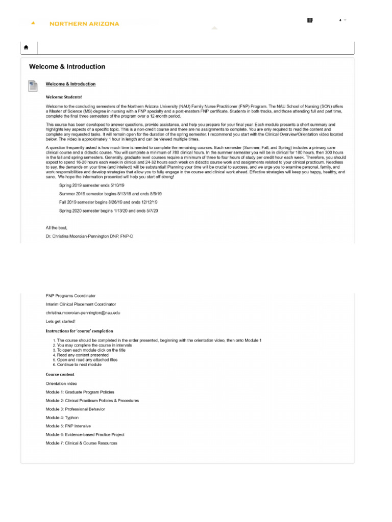 Welcome & Introduction – Introduction to FNP Practicum | PDF