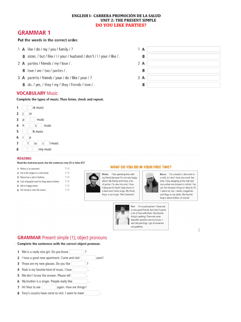 UNIT 2_LESSON 1_DO YOU LIKE PARTIES | PDF