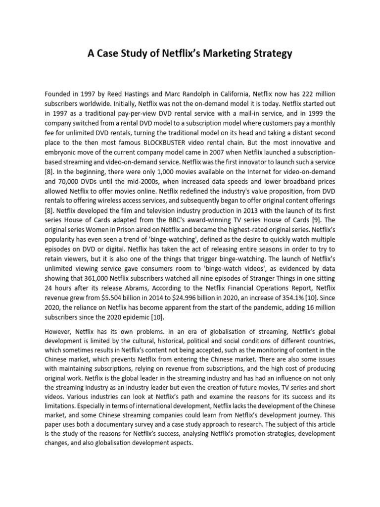 A Case Study of Netflix | PDF | Netflix | Subscription Business Model