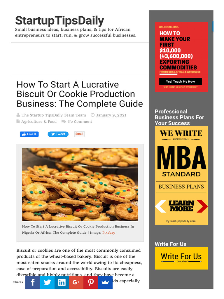 How To Start Biscuit or Cookie Production Business in Nigeria or Africa ...