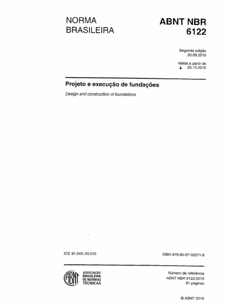 NBR 6122-2010 - Projeto e Execução de Fundações | PDF