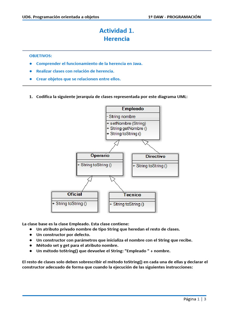Herencia en Java: Clases y Objetos | PDF