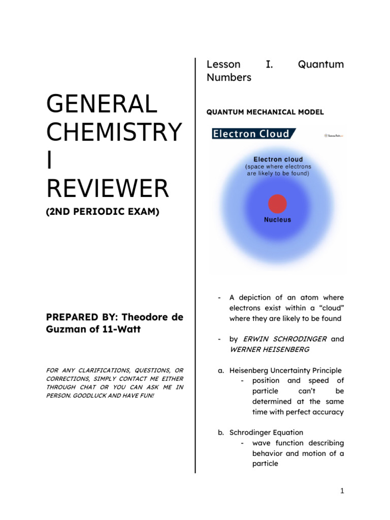 General Chemistry I Reviewer | PDF | Atomic Orbital | Energy Level