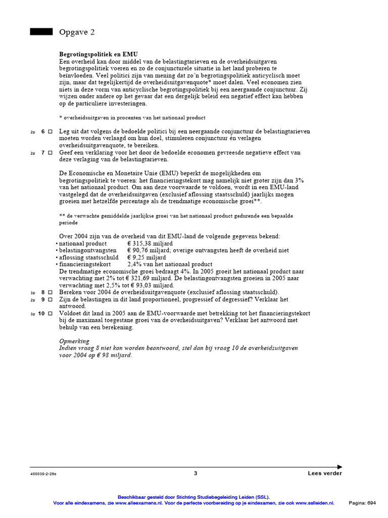 Opgave 2: Begrotingspolitiek en EMU | PDF