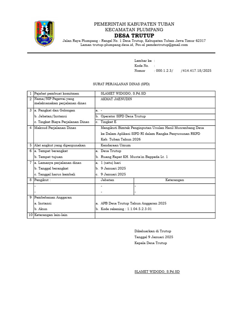 SPD TGL 09-01-2025 | PDF