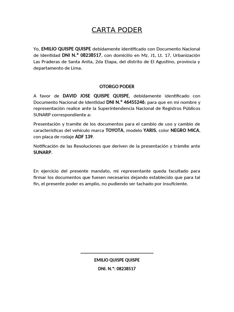Modelo de Carta Poder | PDF