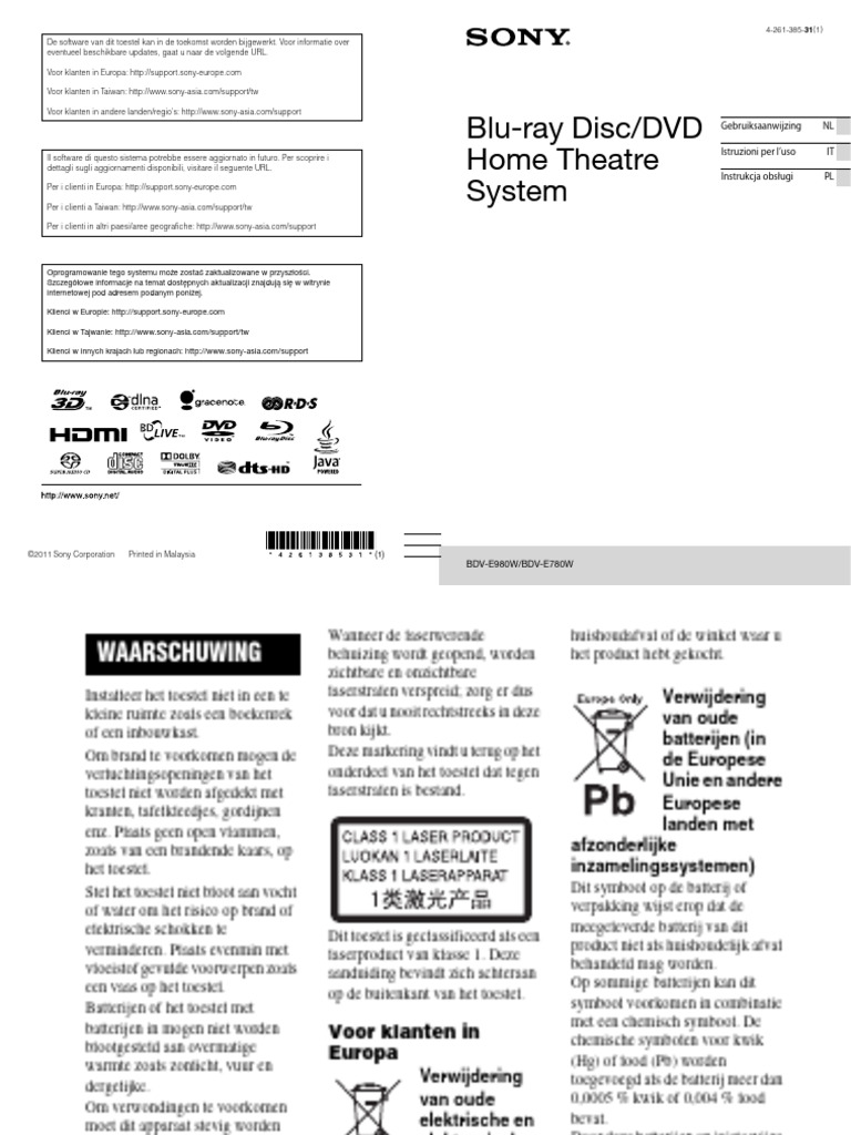 instrukcja-obslugi-sony-bdv-e980w | PDF