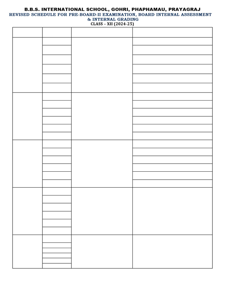 Xii - Revised Schedule For Pre-Board & Board Internal Assessment ...