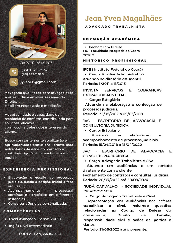 Currículo Advogado Trabalho Profissional Preto PDF | PDF | Advogado ...