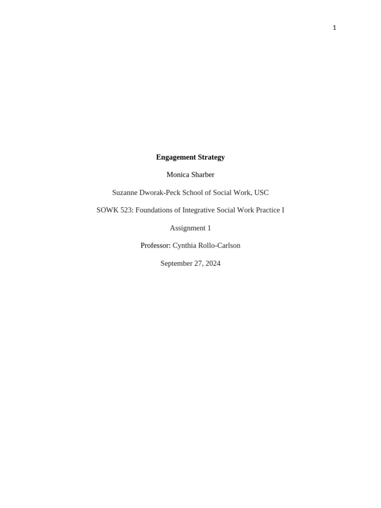 Monica - Sharber - Engagement Strategy - Assignment | PDF | Empathy | Psychological Concepts