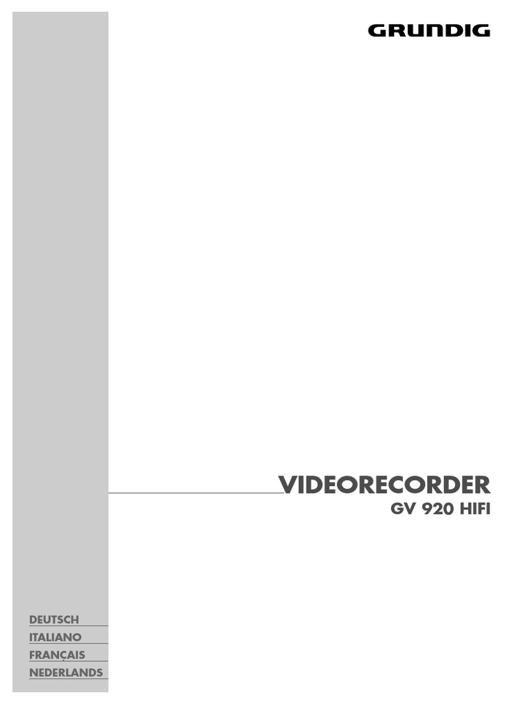 Grundig GV 920 Hifi 849985 | PDF