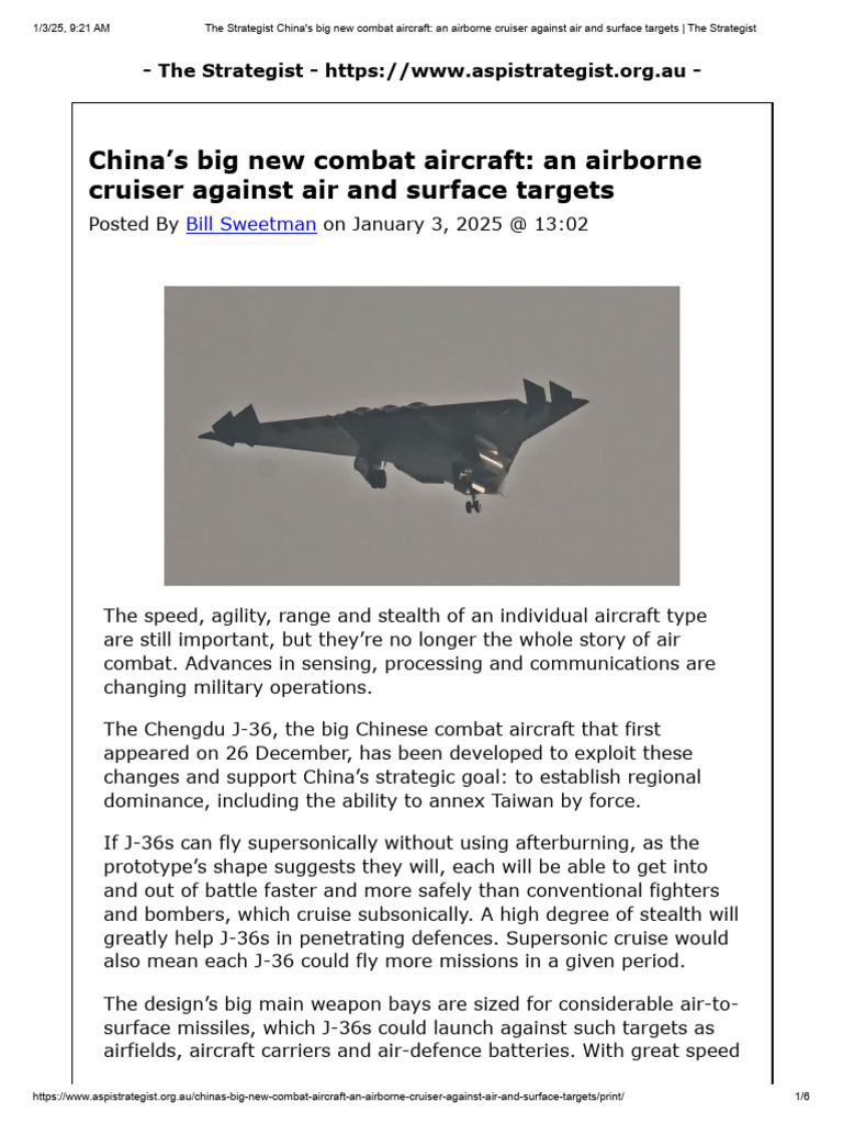 #China's Big New Combat Aircraft - An Airborne Cruiser Against Air and ...