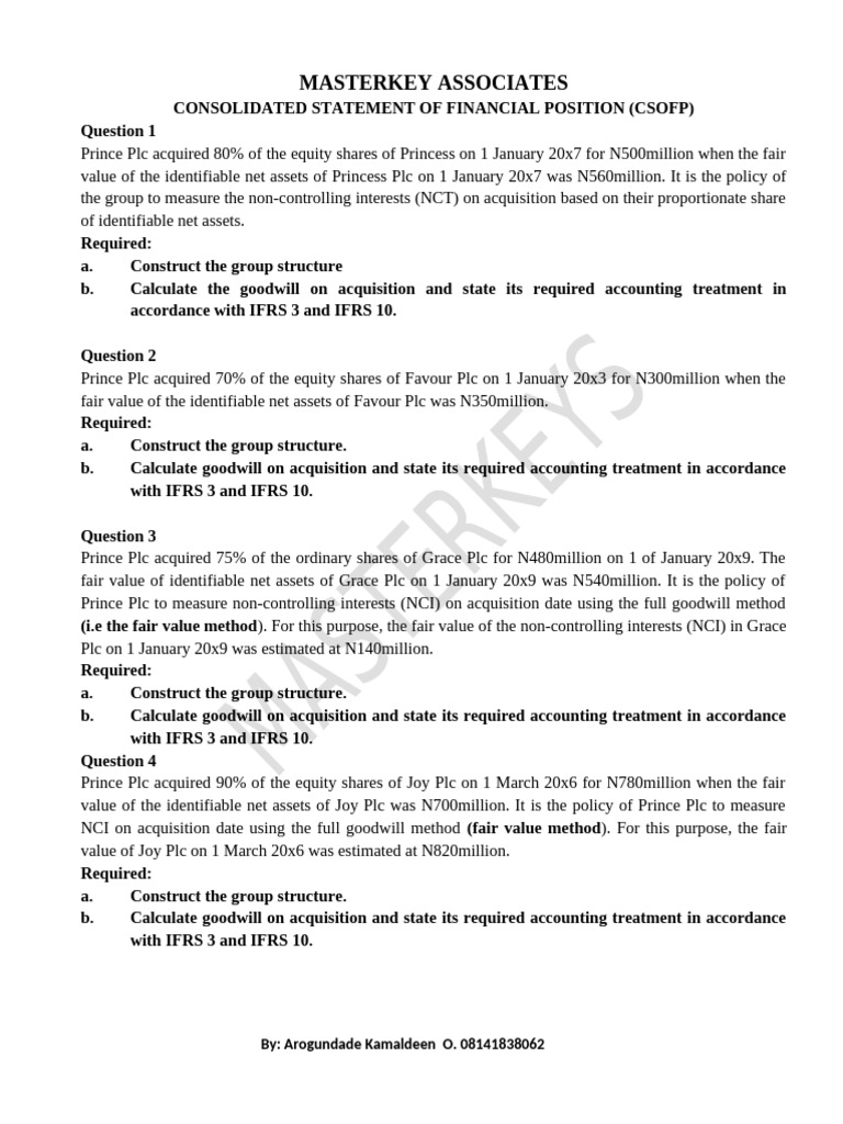 FR Consolidated Statement of Financial Position 1 | PDF | Equity ...
