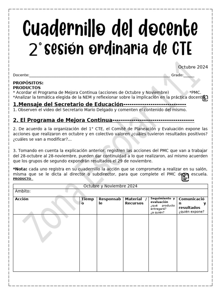 2° CTE Octubre 2024. Cuadernillo para Profes | PDF