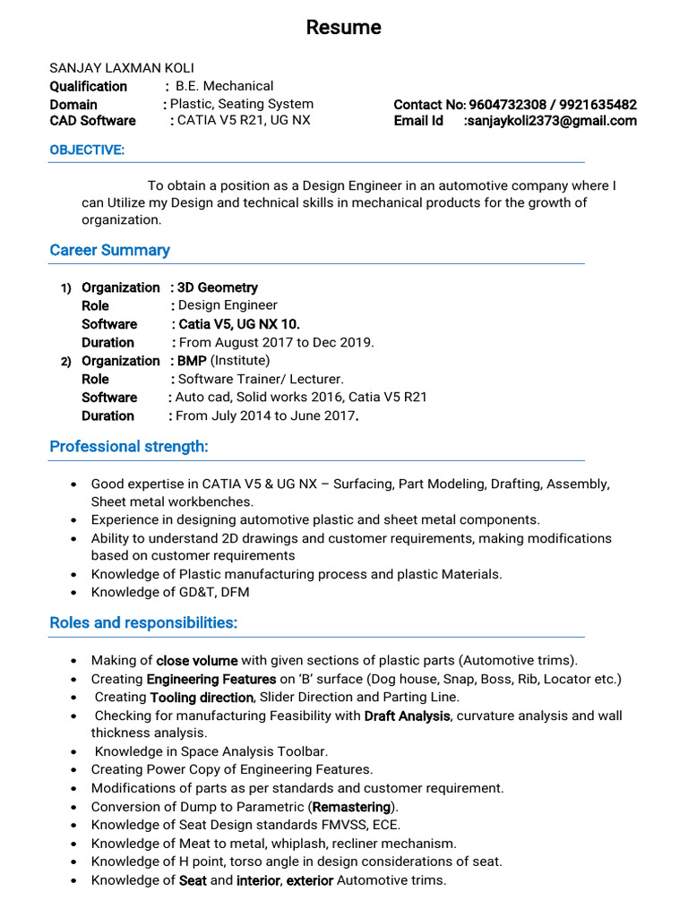 DG 17420411276 Sanjay Resume | PDF