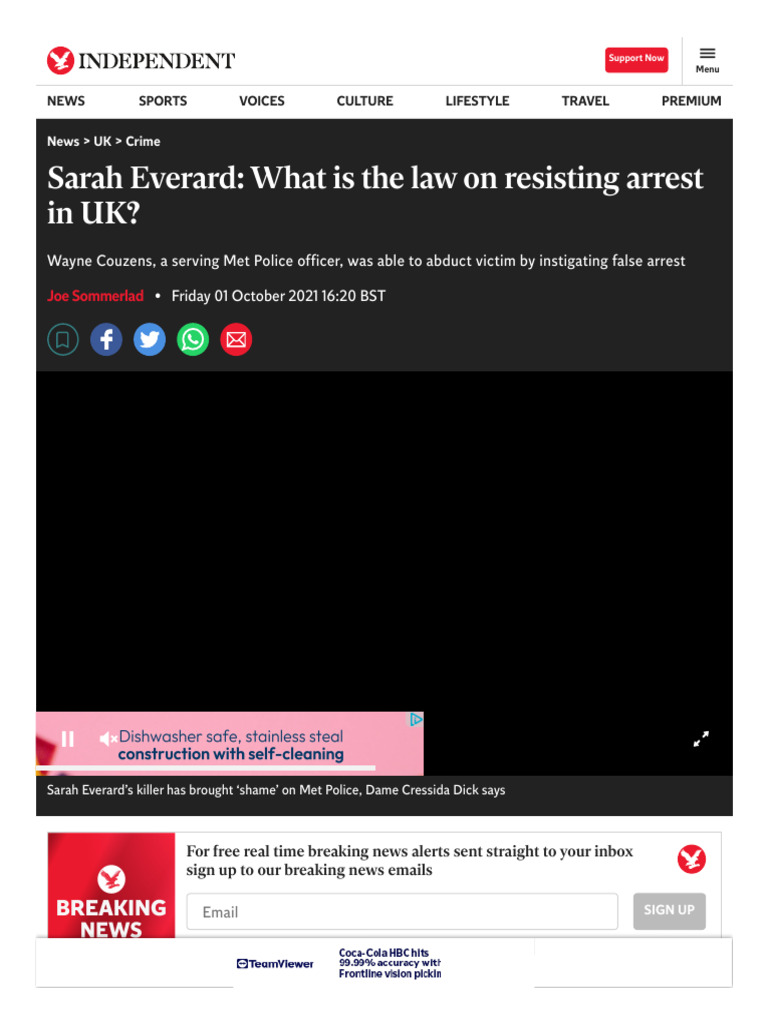 Sarah Everard - What Is The Law On Resisting Arrest in The UK - The ...