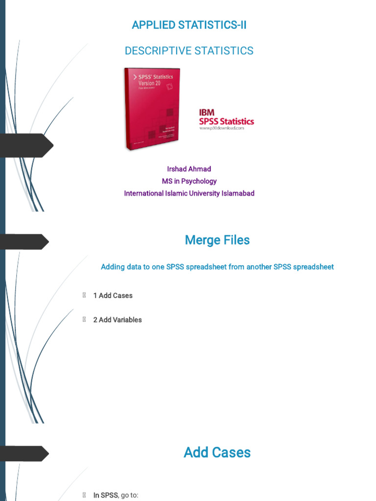 APPLIED STATISTICS-II (2) | PDF | Spss | Microsoft Excel