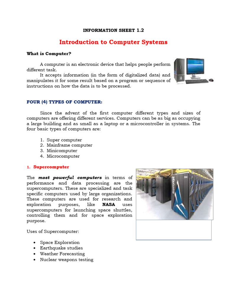 5 INFORMATION SHEET 1.2 | PDF | Microcomputers | Computer Hardware
