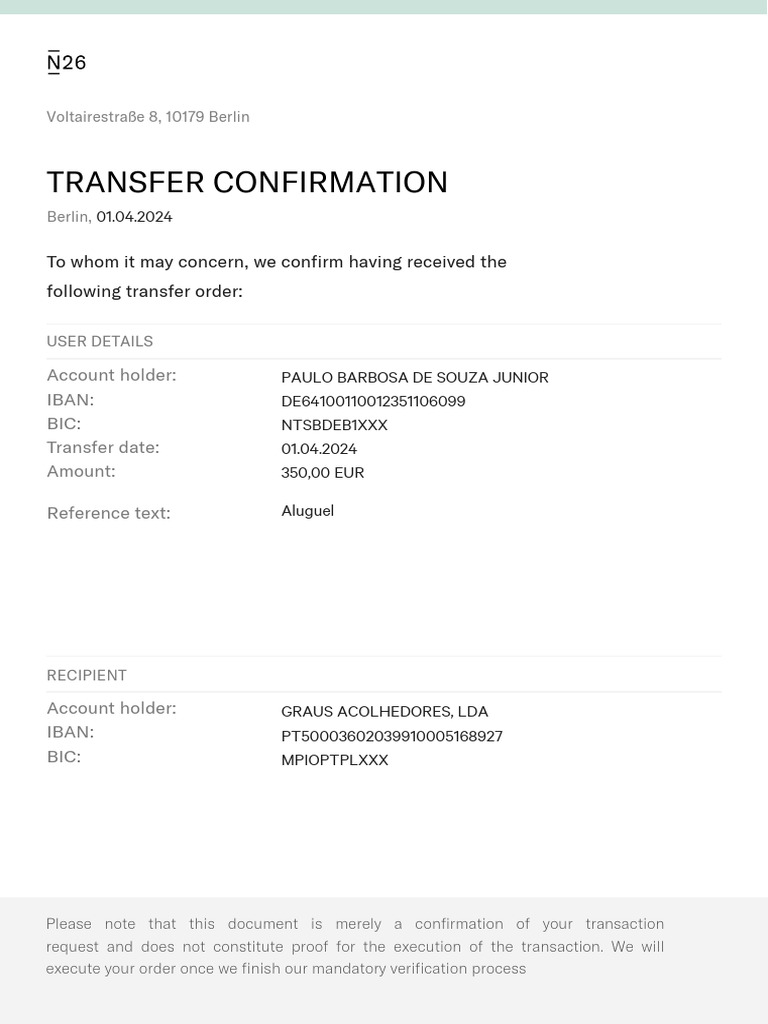 Transfer Confirmation - 1711981129152 | PDF