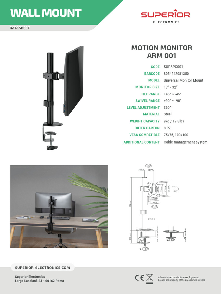 Universal Monitor Wall Mount Datasheet | PDF