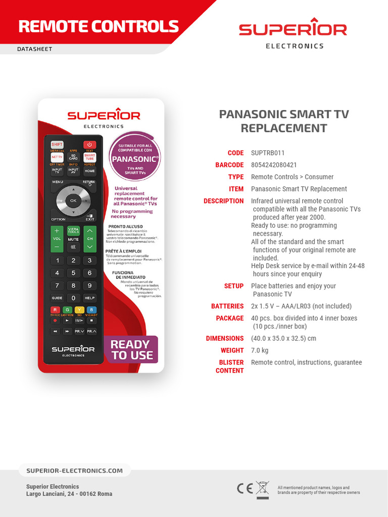 Panasonic-TV-datasheet-EN | PDF