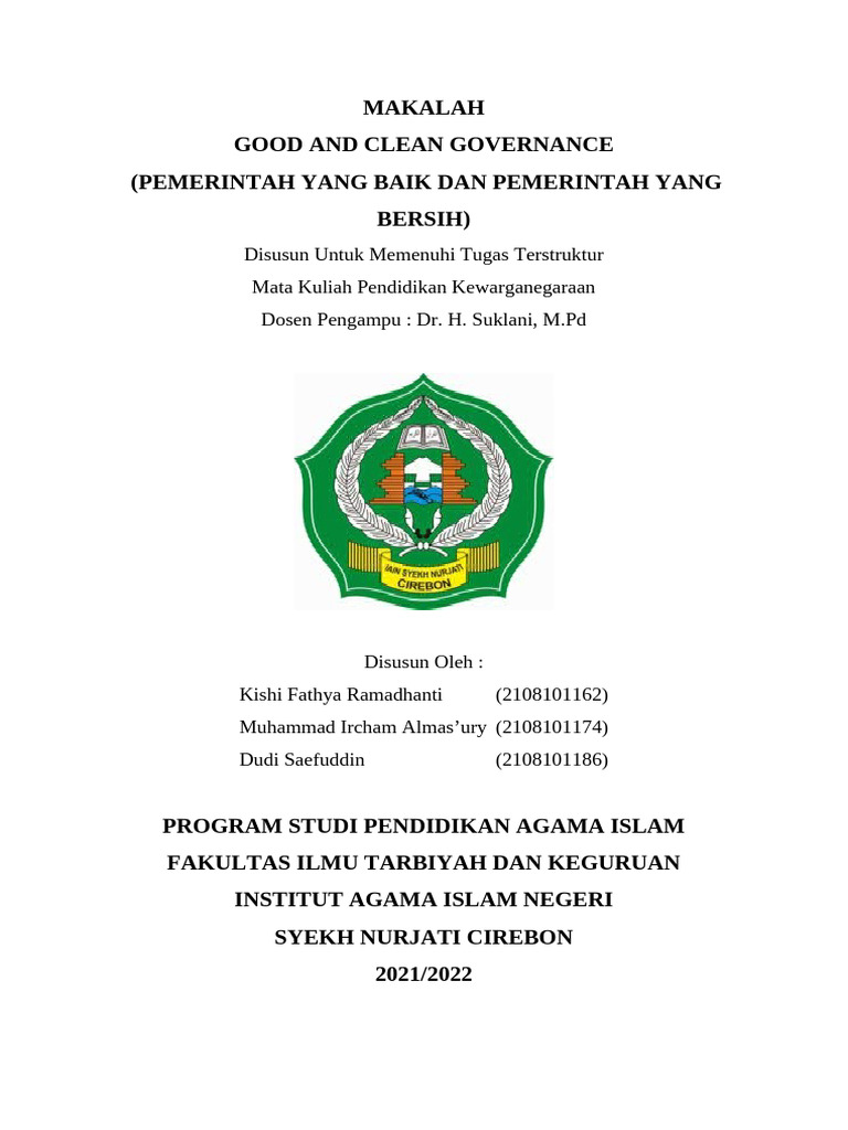 Good and Clean Governance | PDF