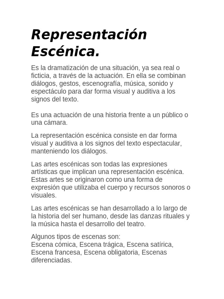 Representación Escénica | PDF | Bailes | Teatro