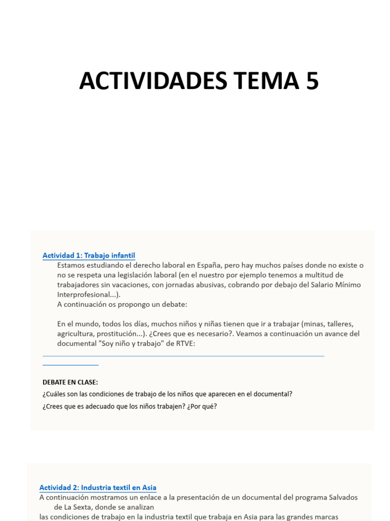 Act Tema 5 Fol | PDF | Derecho laboral | España
