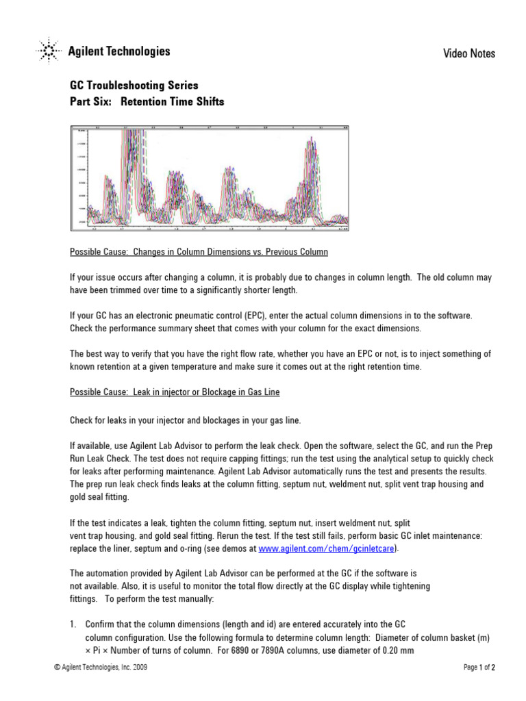9-Retention Time Shifts (Video Notes) | PDF | Chromatography | Leak
