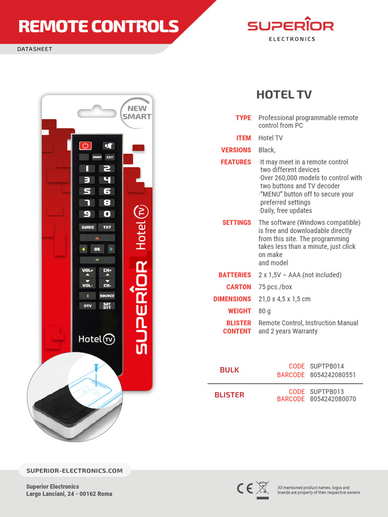 Hotel-tv_datasheet_EN | PDF | Remote Control | System Software