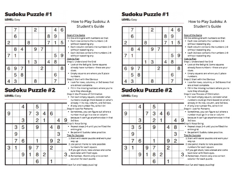 SUDOKU Easy #1 (Print Out) | PDF