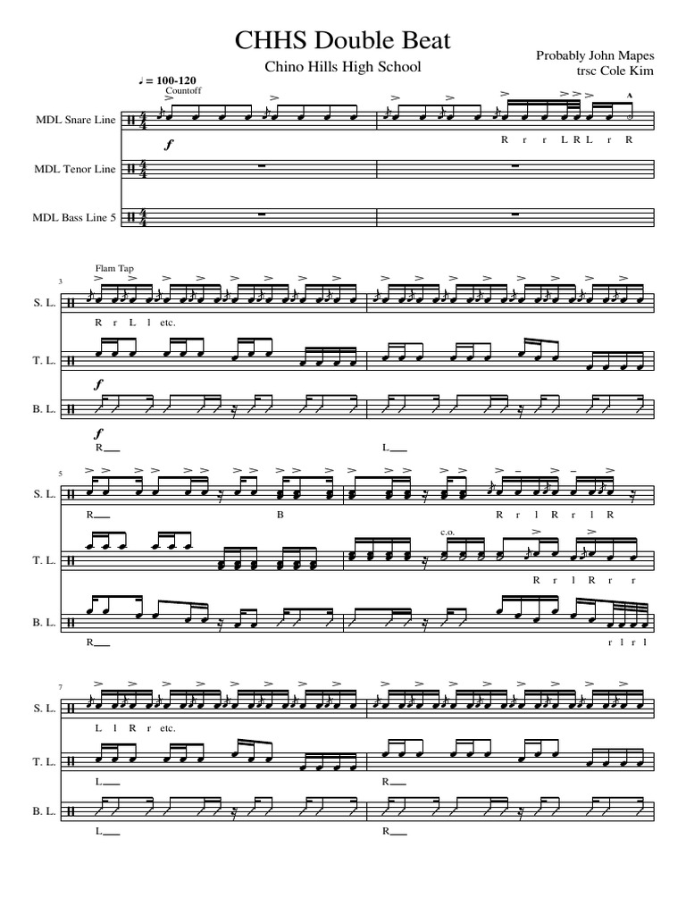 CHHS Double Beat | PDF | Rhythm And Meter | Drumming