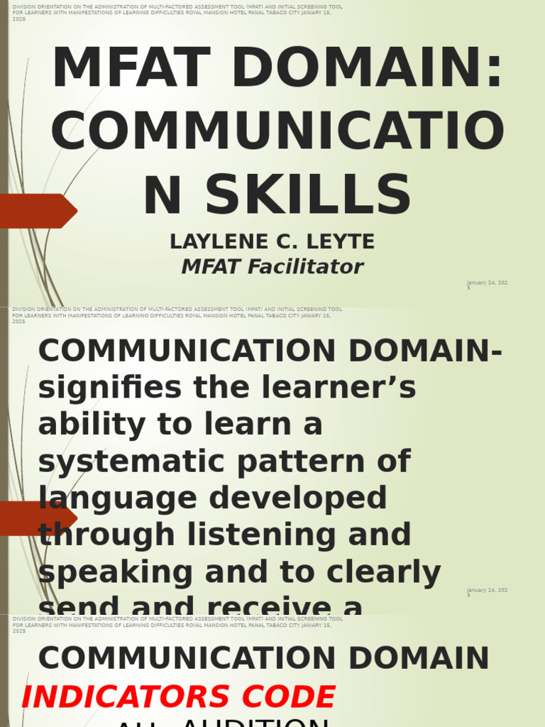 Domains of Modified Mfat (Laylene C. Leyte) | PDF | Learning Disability ...