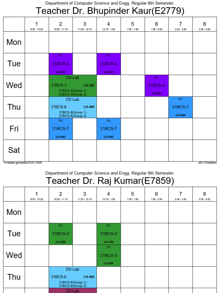 Teacherwise - TT-CSE-8th - 31-Dec-2024-Merged | PDF