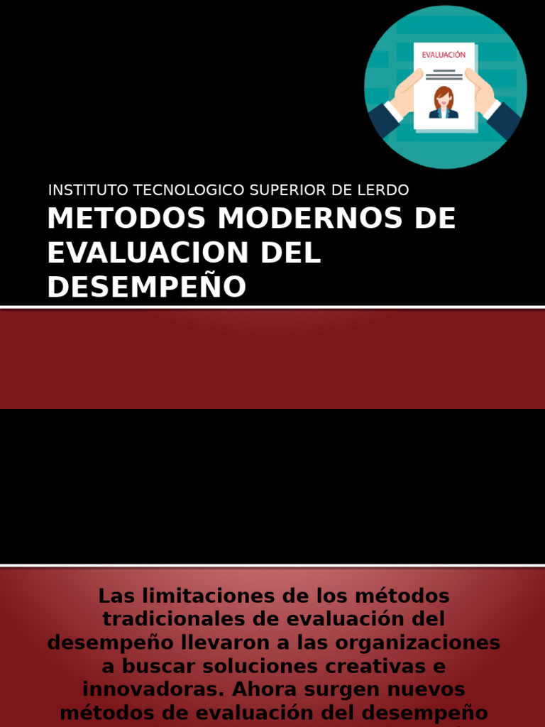Metodos Modernos de Evaluacion Del Desempeño | PDF | Evaluación de desempeño | Evaluación