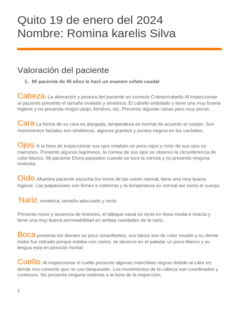 Examen Cefalo-Caudal del Paciente | PDF
