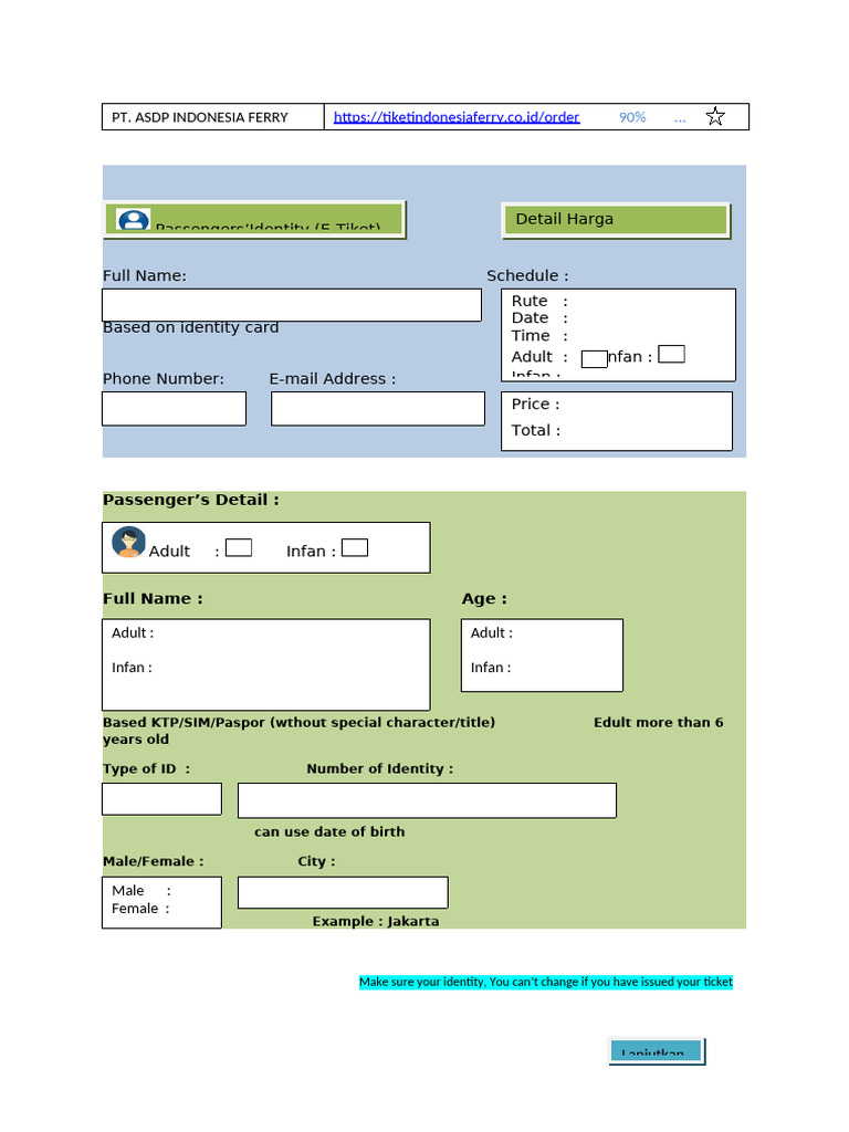 FORM RESERVASI ASDP Martin | PDF