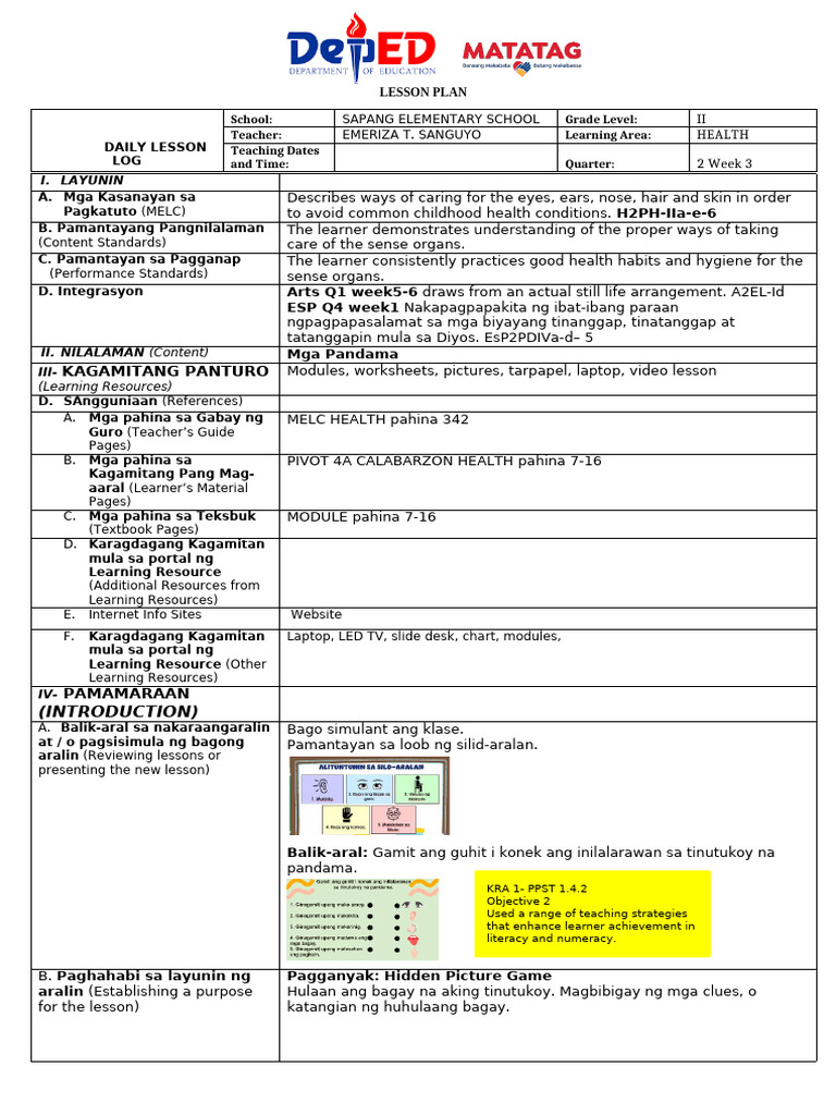 Lesson Plan Health | PDF